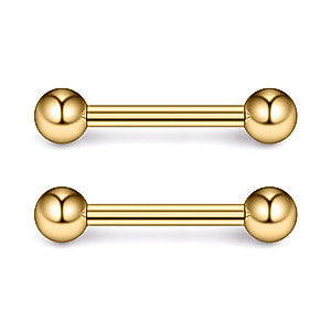 Ruifan Mix Color 316L Stainless Steel Nipple PA Tongue Shield Barbell Ring Bar Body Piercing Retainer 12G 16mm 12PCS