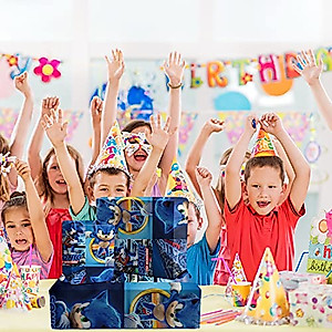 InThink Pack of 5 Sonic Gift Wrapping Paper 51x75cm Kraft Paper Durable Gift Wrap Pack for Kids Birthday, Party Storage Festive Decoration (Blue Multi-Style)