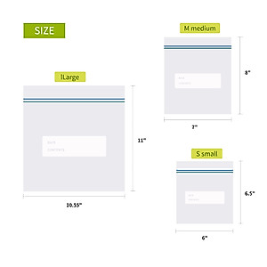 ARCLIBER Food Storage Bags Resealable Plastic Bags,Clear Durable Food Grade Zipper Bags Fresh and Refrigerated Moisture-Proof Storage 10.55 x 14 Inch,L