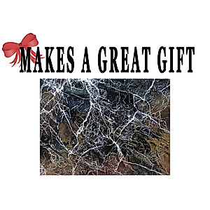 Brown Gray Blue Marbled Stone Textured Marble Art Kitchen Glass Cutting Board Modern Decorative Gift Abstract Wavy Contrast Design