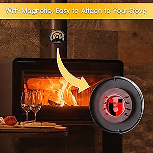 Hanaoyo Magnetic Wood Stove Thermometer Stove Pipe Thermometer, Stove Top Thermometer for Wood Burning Stoves (2, Black with Yellow, small)