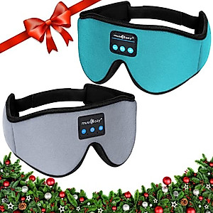 MUSICOZY Sleep Headphones Bluetooth 5.2 Headband Wireless Sleeping Eye Mask Sleep Earbuds Office Travel Gifts for Men Women Cool Tech Gadgets Unique Boys Girls, Pack of 2