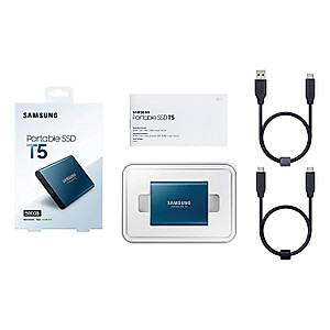 SAMSUNG T5 Portable SSD 500GB - Up to 540MB/s - USB 3.1 External Solid State Drive, Blue (MU-PA500B/AM)