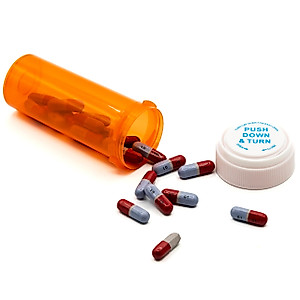 Pharmacy Prescription Vials, Amber Child Resistant Medicine Bottle, 30 Dram Reversible, Caps Included, Pack of 200 (Pill Container, Pharmacy Bottle, Pharmacy Container) by Sponix