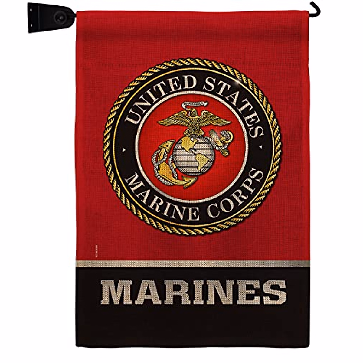 US MILITARY United State Burlap Garden Flag Set Mailbox Hanger Armed Forces Marine Corps USMC Semper Fi American Military Veteran Retire Official House Yard Gift Double-Sided, Made in USA