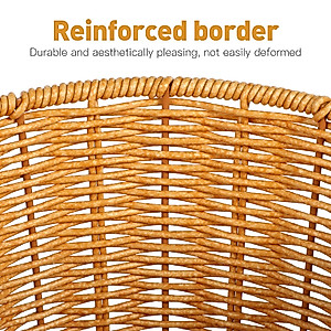 DEARMAMY Rattan Waste Basket Wicker Trash Can with Lid Round Trash Bin Woven Storage Basket Clothes Container Laundry Hamper for Bedroom Living Room Bathroom Chocolate