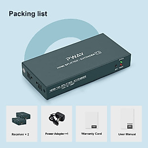 GREATHTEK 1x2 HDMI Extender Splitter 1080P 3D Over Cat5e/Cat6/Cat7 Ethernet Cable with 2 HDMI Loop Out - Up to 50m/165ft - EDID Management & POC Function for HDTV PS3 PS4 Xbox (1 in 2 Out / 2-Port)