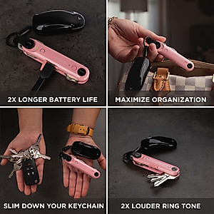 KeySmart Max - Compact Trackable Key Organizer w LED Flashlight and Tile Bluetooth Key Finder Technology, EDC Key Holder, Attach Car Key Fob, and Other Keychain Accessories (up to 14 Keys, Blush Pink)