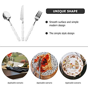 OSALADI 1 Set Dinnerware Serving Utensils Silverware Flatware Eating Utensils Western Food Tableware Steak Cutlery Home Tableware Home Cutlery Knives Stainless Steel White Ceramics