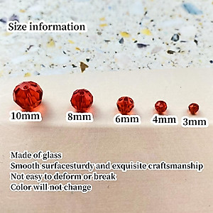 Xinhongo Crystal Glass Beads 400 Pieces 4mm Round Faceted Crystal Glass Bead Spacer Beads for Jewelry Making Bracelet Earring Necklace DIY Craft Making Supplies(Red)
