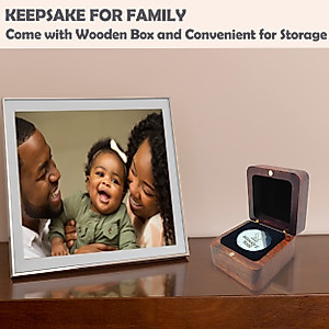 New Baby Gifts for New Parents Mom Daddy Funny Double-Sided Silver Decision Coin with Handmade Wooden Box Pregnant Gifts for First Time Moms Keepsake for Baby Memory