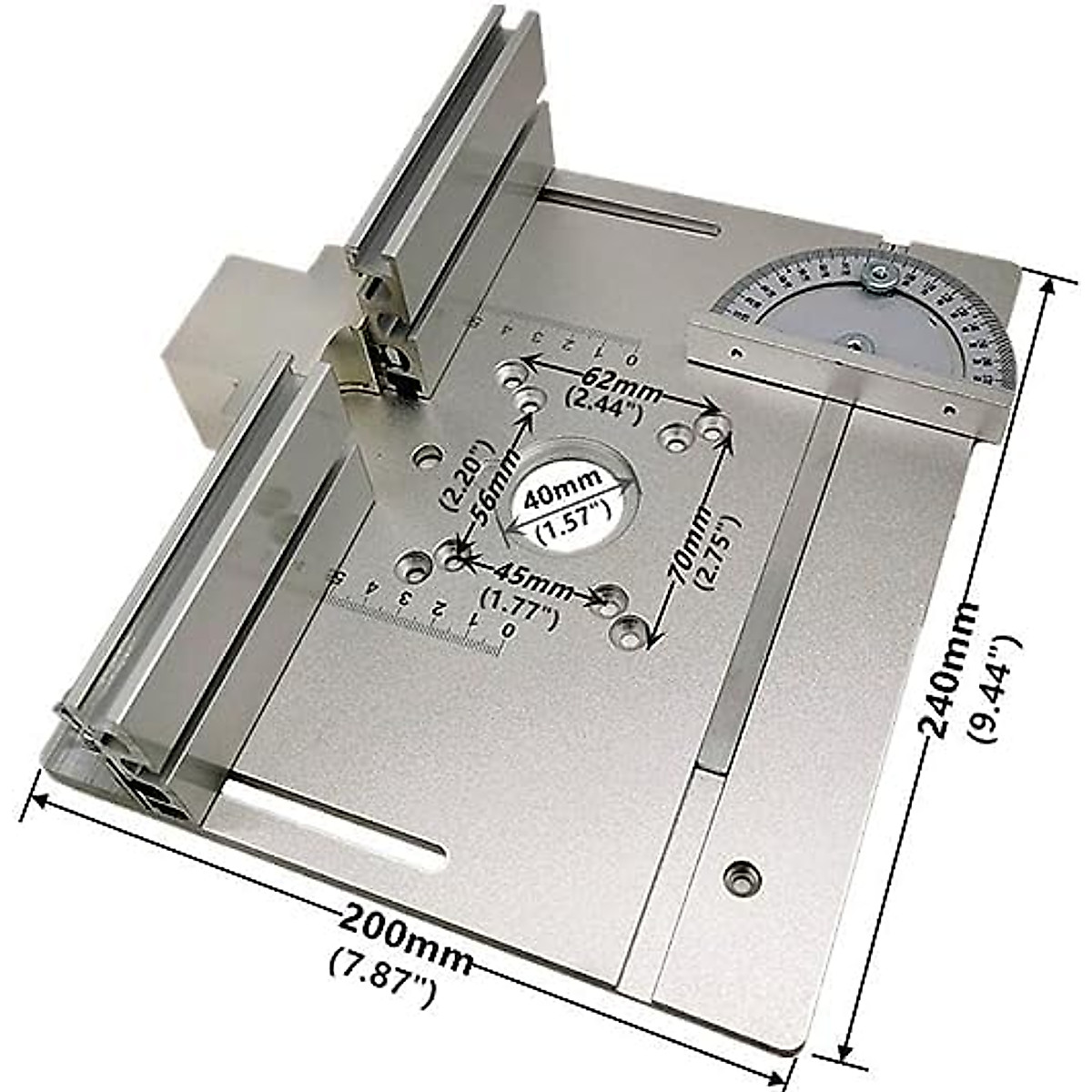 Aluminum Router Table Insert Plate W/Miter Gauge for Woodworking Benches Table Saw Multifunctional Trimmer Engraving Machine (Type-A)