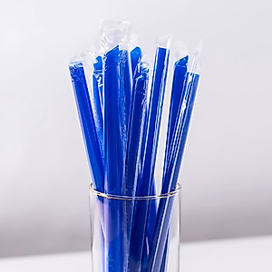 Karat 9'' Colossal, Blue, Poly Wrapped Straw - 1,600 ct