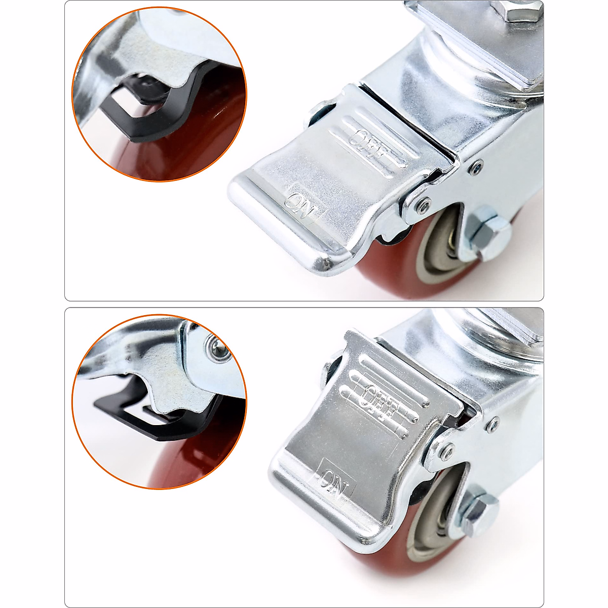 QWORK Storage Rack Caster Wheels, 4 Pack 3" Heavy Duty 500 lb. Max Total Capacity Storage Shelf Accessories, Fit for Boltless Self Locking Shelving Racks