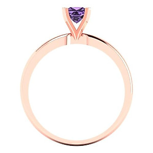 Clara Pucci 0.50 ct Princess Cut Solitaire Simulated Alexandrite Engagement Bridal Promise Anniversary Ring 18K Rose Gold Size 4.5