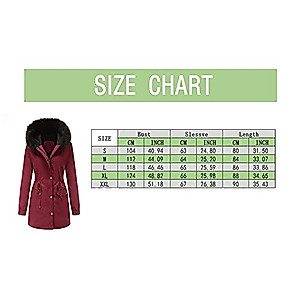 FMCHICO Womens Snow Coat Women's Fluffy Warm Coat Outwear Windbreaker Winter Warm Coat Jacket Faux Fur Lined Trench Hooded Thick Overcoat