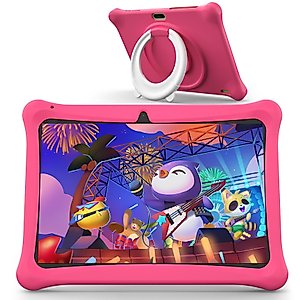 SGIN 10.1 inch Kids Tablet Android 12, 64GB ROM 2GB RAM(TF Card 512GB), Pre-Installed iWawa, Parental Control, 2.4G/5G WiFi, BT4.2, Dual Camera, Educational, Toddler Tablet Shockproof Case(Pink)