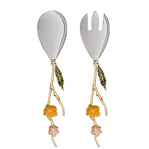 Godinger Salad Spoon and Salad Fork Set, 12 Inches, Gold