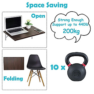 CLT 24'' Folding Shelf Brackets Max. Load 550 lb, Heavy Duty Stainless Steel DIY Wall Mounted Shelf Bracket Space Saving for Table Work Bench, Pack of 2