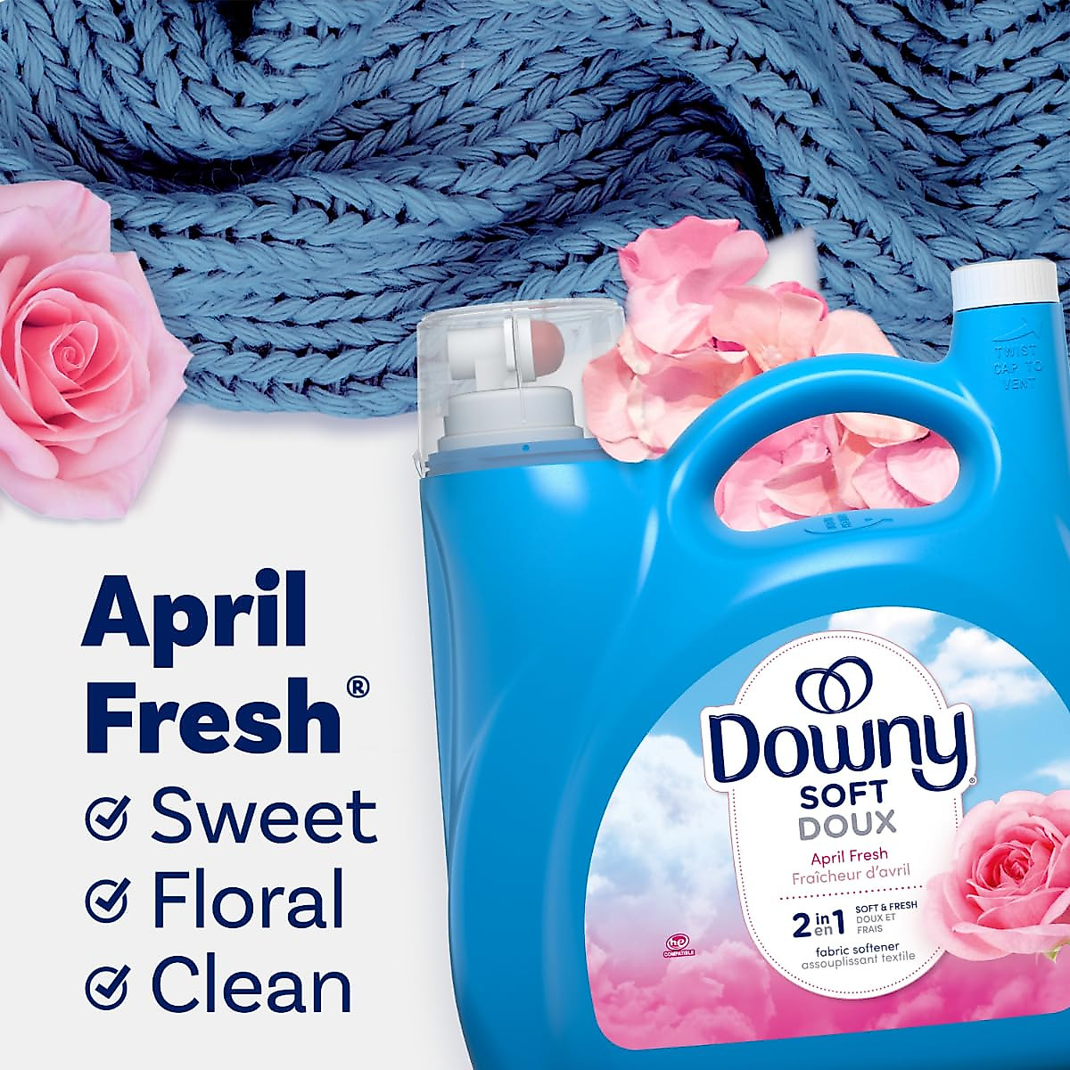 Downy Fabric Softener Liquid, April Fresh Scent, 140 fl oz, 190 Loads, HE Compatible, Downy Fabric Softener, Liquid Fabric Softener, Laundry