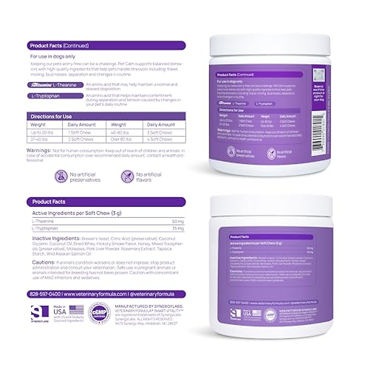 Veterinary Formula Smart Vitality Pet Calm Supplement for Dogs - Soft Chews, 30ct - Promotes a Sense of Relaxation During Moments That May Cause Stress - Fireworks, Travel, Changes in Routine