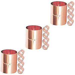 Angoily 15 Pcs Copper Air Conditioning Copper Tube Straight Connector Tubing Coupling Copper Coupling Brass Pushfit Fittings Straight Coupling Brass Fittings Isometric Copper Fittings