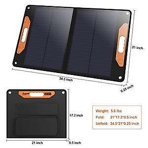 60W Foldable Solar Panel Monocrystalline,Aguei Solar Charger for Power Station,12V Battery,Solar Generator with Adjustable Kickstand and 3 USB for Outdoor Camping Vanlife RV Off Grid