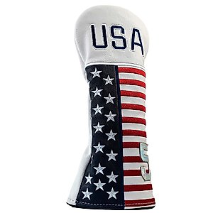 GOOACTION 1PC USA Golf Club Fairway Wood Head Cover with Creative Stars and Stripes American Flag Pattern Synthetic Leather Patriotic Golf Headcovers (Tag 5)