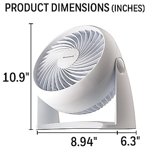 Honeywell HT-904 TurboForce Tabletop Air Circulator Fan, Small, White – Quiet Personal Fan for Home or Office, 3 Speeds and 90 Degree Pivoting Head