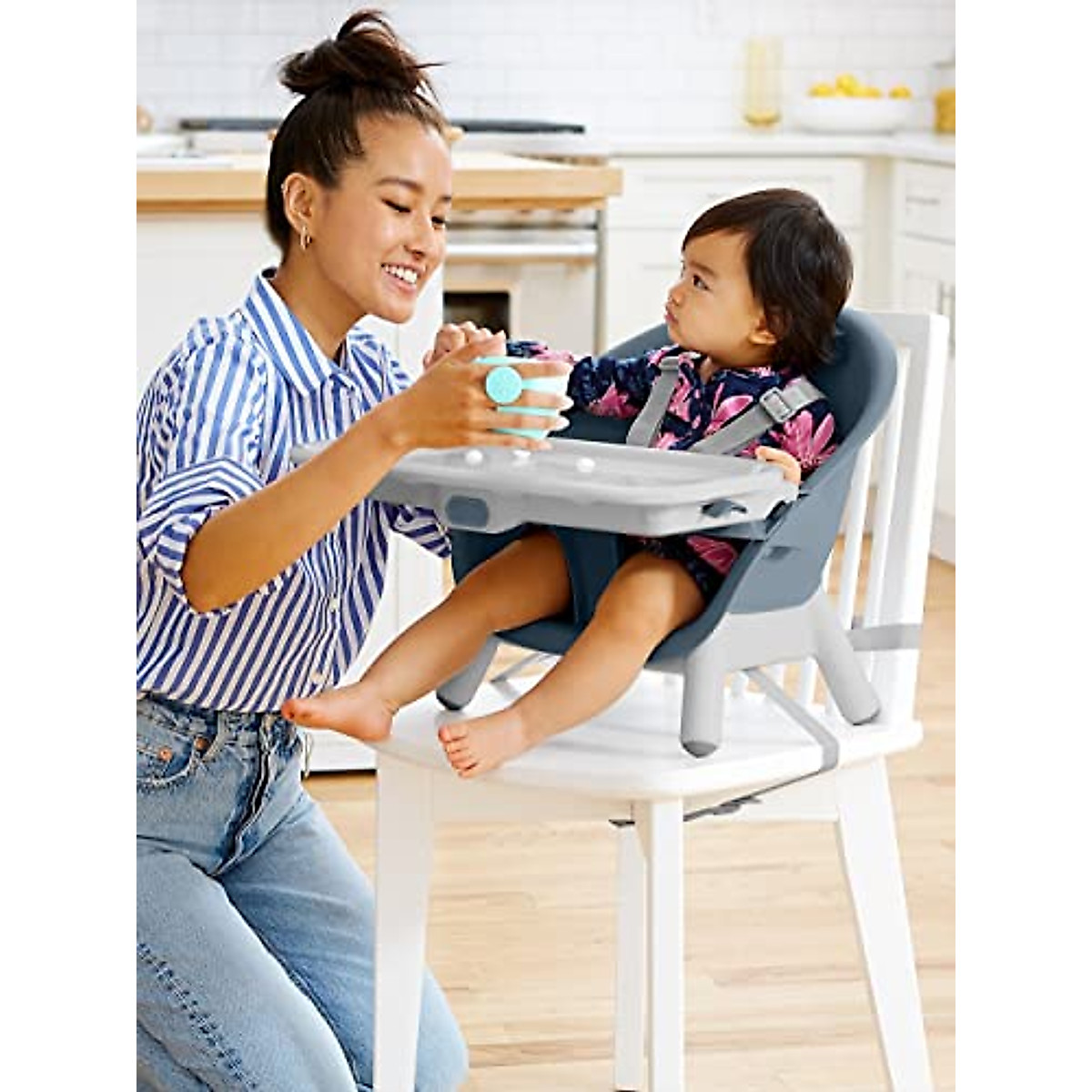 Skip Hop Baby High Chair 4 in 1 Convertible High Chair, EON, Slate Blue