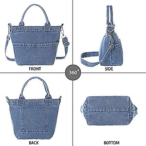 AOCINA Denim Purse Jean Tote Bag for Women Crossbody Shoulder Denim Purses and Handbags for Women(B-Light Blue)