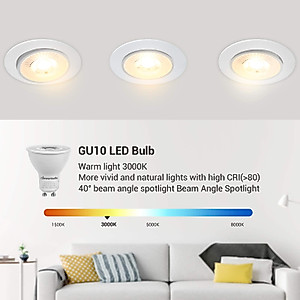 DEWENWILS 6-Pack GU10 LED Bulb Dimmable, 3000K Warm White GU10 Bulb Replacement for Track Lighting, 500LM, 7W(50W Equivalent) LED Light Bulb for Kitchen, Range Hood, Living Room, Bedroom, UL Listed