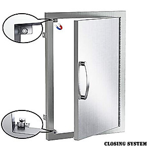 Bonnlo Vertical BBQ Access Door Grill Door Outdoor Kitchen Access Doors for Grills Cabinet Outdoor Grilling Station BBQ Area, Single Wall, 14''W x 20''H