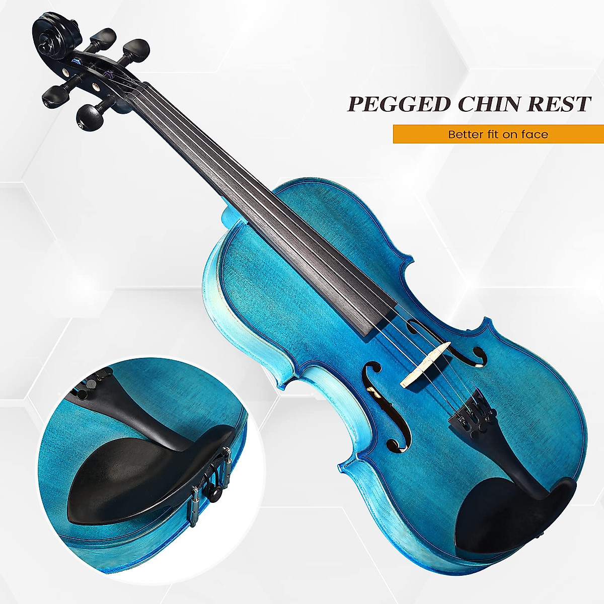 Asmuse Full Size 4/4 Violin Kit, Premium Solid Wood Starter Violin with Bow Case for Beginner Adult Children (Blue)