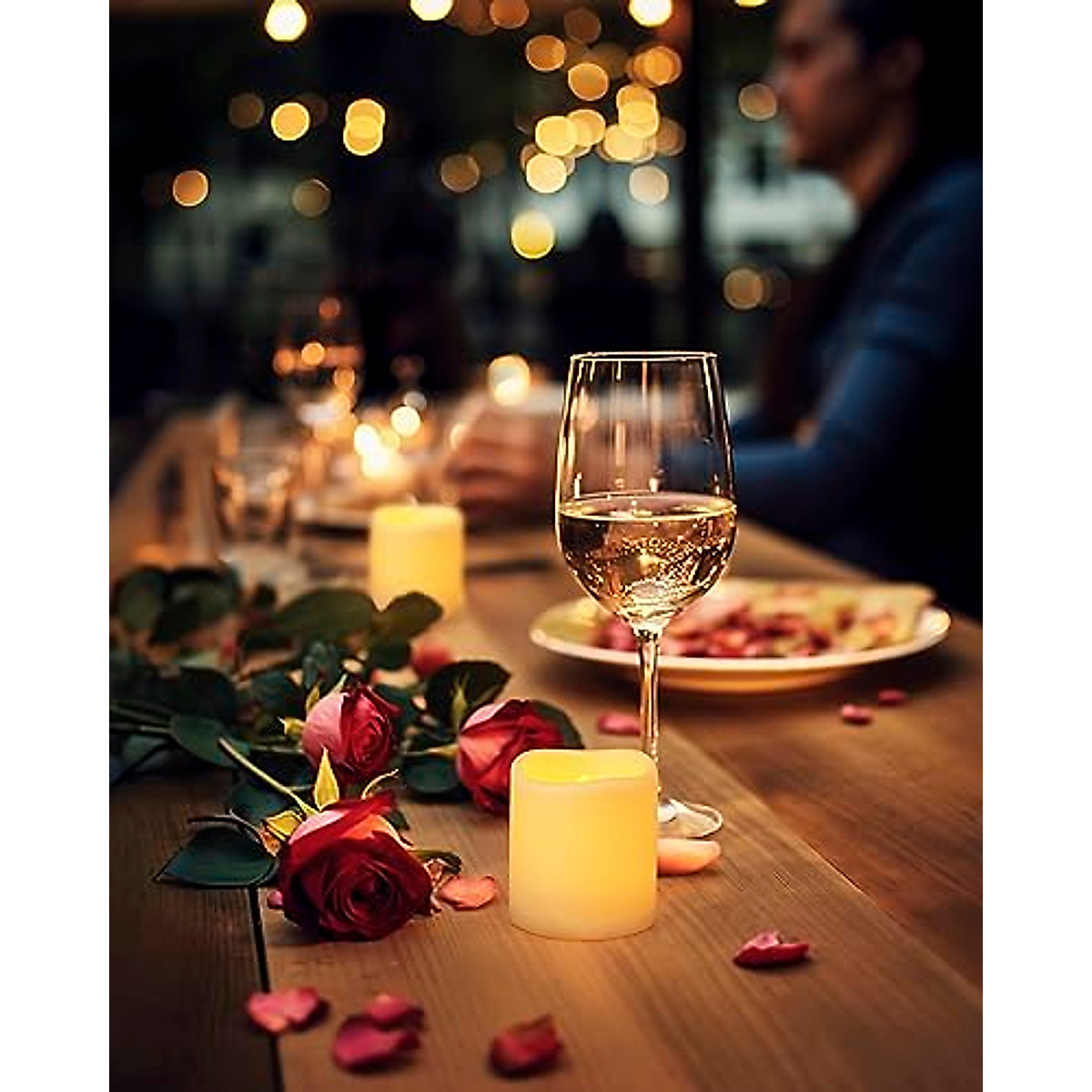 Homemory 24Pack Flickering Flameless Votive Candles, 200+Hour Long Lasting Electric Fake Candles, Battery Operated LED Tealight for Wedding, Christmas Decorations, Outdoor (Battery Included)