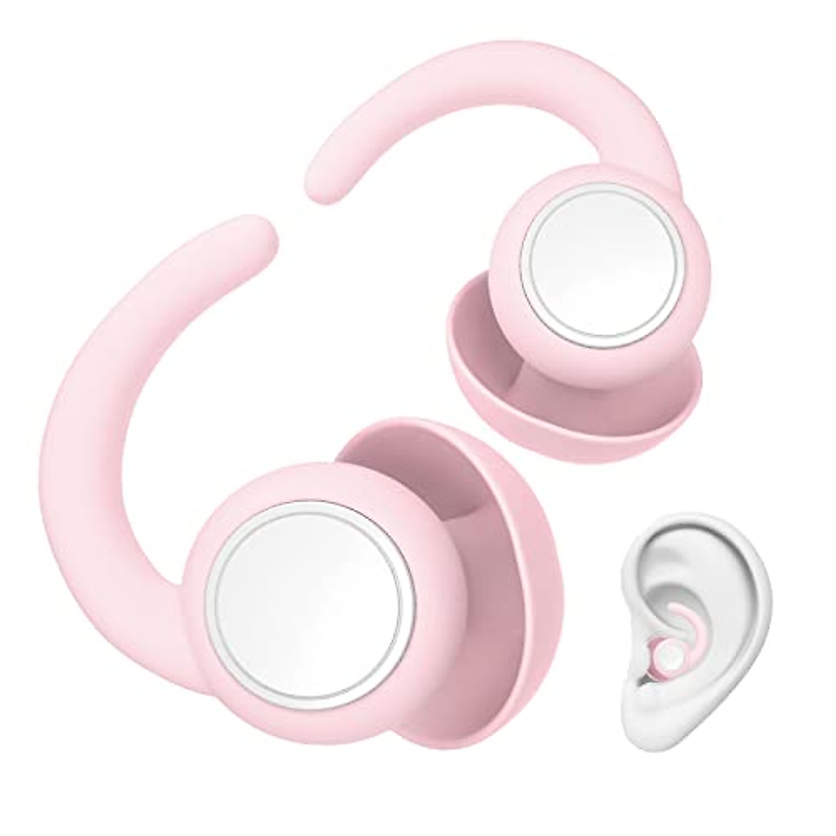 Noise Cancelling Earplugs for Sleep, Reusable Ear Plugs for Sleeping Snoring, Concerts, Swimming, Ear Plugs for Noise Reduction, Silicone Earplugs Sound Blocking Sleeping (Pink)
