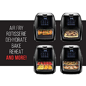 Chefman 6.3-Qt 4-In-1 Digital Air Fryer+, Rotisserie, Dehydrator, Convection Oven, XL Family Size, 8 Touch Screen Presets, BPA-Free, Auto Shutoff, Accessories Included, Black