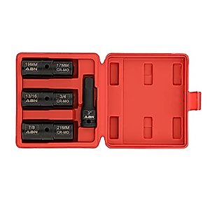 ABN Double Side Socket 4-Piece Impact Lug Nut Socket Set - 1/2 inch Drive Flip Sockets Thin Wall Tire Sockets
