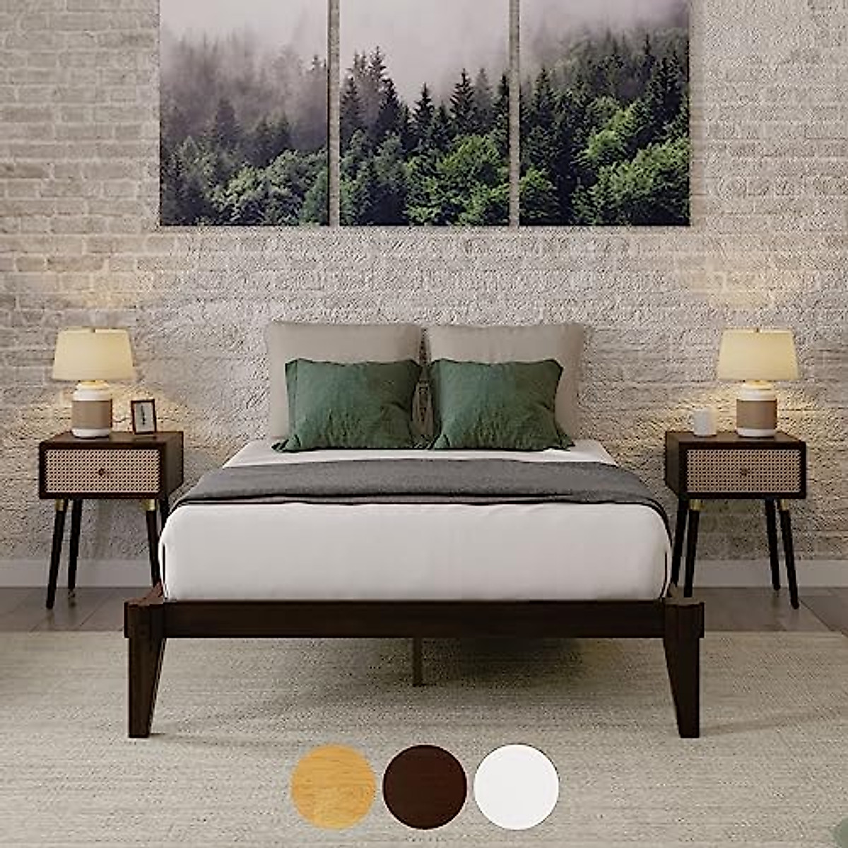 Bme Chalipa 14” Full Size Bed Frame - Wood Platform Bed - Wood Slat Support - No Box Spring Needed - Easy Assembly - Minimalist & Modern Style, Walnut
