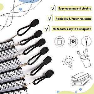 EOOUT 48pcs Mesh Zipper Pouch, 9.5x4.5 Inches Waterproof Zipper Bags, Clear Small Zipper Pouches, Organizing Storage with Zipper for Bill, File and Travel (Black)