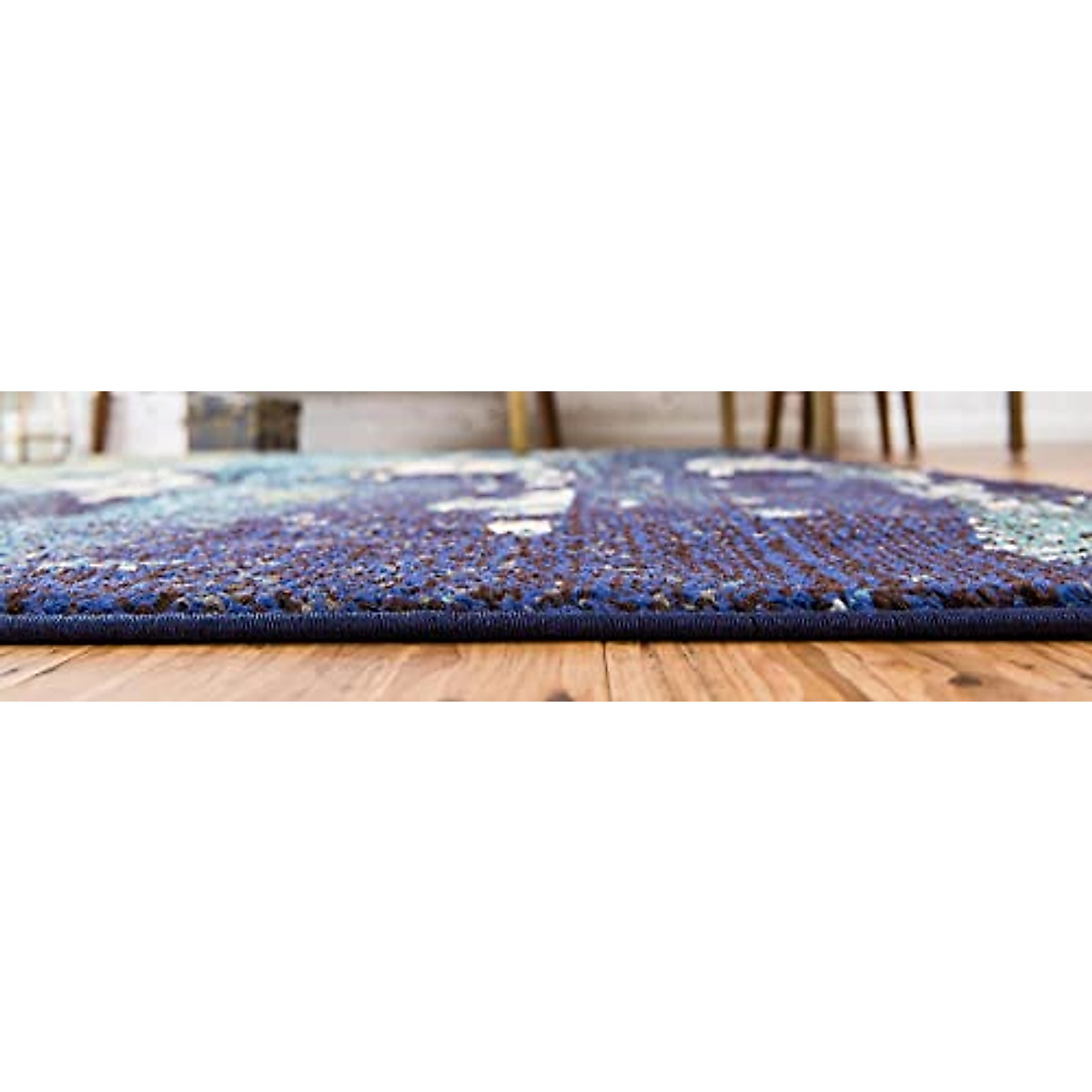 Unique Loom Estrella Collection Distressed, Landscape, Abstract, Modern, Earth Tones Area Rug (3' 3 x 5' 3 Rectangular, Navy Blue/Green)