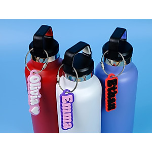 Personalized Water Bottle and Bag Name Tag Groovy Font, Hard Plastic Luggage Label Custom Nametag, Bulk Discounts