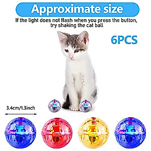 Sratte 6 Pieces Ghost Hunting Cat Ball Activated Cat Toy LED Light Motion Cat Dog Interactive Toys Pet Glowing Mini Running Exercise Ball Toys for Animals Activity