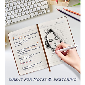 Hardcover Leather Lined Journal Notebook for Women Men,5.7×8.3" Tree of Life Journals for Writing,College Ruled Notebook for Travel,Business,Work,Office,School Note Taking,256 Pages Thick Paper Diary (Brown)