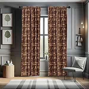 Ambesonne Coffee Window Curtains, Cafeteria Pattern with Hot Mocha Latte Milk Love Typography on Scribble Backdrop, Lightweight Decor 2-Panel Set with Rod Pocket, Pair of - 28" x 84", Beige Brown
