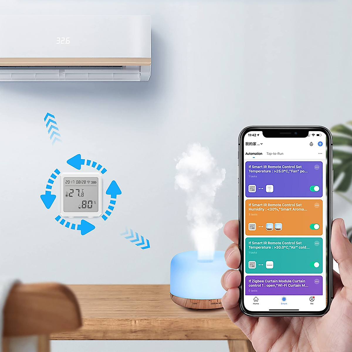 Smart WiFi Temperature and Humidity Sensor Indoor Hygrometer Thermometer with LCD Display Support Alexa Google Assistant