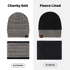 Winter Hat Fleece Lined Neck Warmer Scarf and Gloves Set for Women Knit Beanie Winter Gloves and Scarves Cold Weather