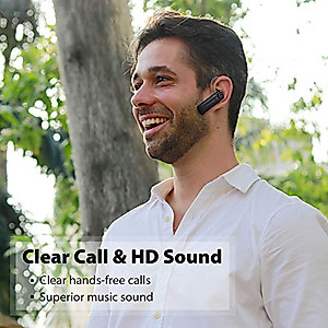 Marnana Bluetooth Headset with Voice Command Control, Bluetooth Earpiece w/Noise Cancelling Mic & 13 Hrs Playtime, V5.0 Wireless Headset Hands-Free Call for iPhone Samsung Android Cell Phone - Black