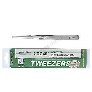 Vetus Tweezer Professional Tweezers Tool ST-10 Non-magnetic Stainless Steel Pointed Tip