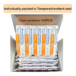 25Gauge 1Inch needle 100pcs- Disposable needles for injection syringes - Suitable for scientific labs practice and experiment, Veterinary, Industrial drawing and refilling liquids